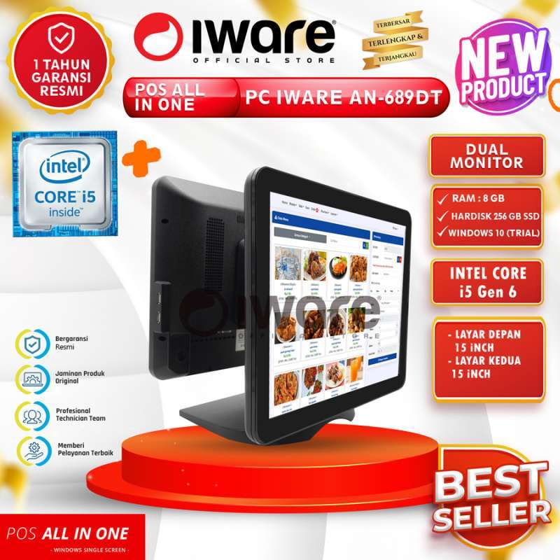 Jual Iware Pos All in One PC AN-689DT Core i5/6 8/256GB Touchscreen di ...