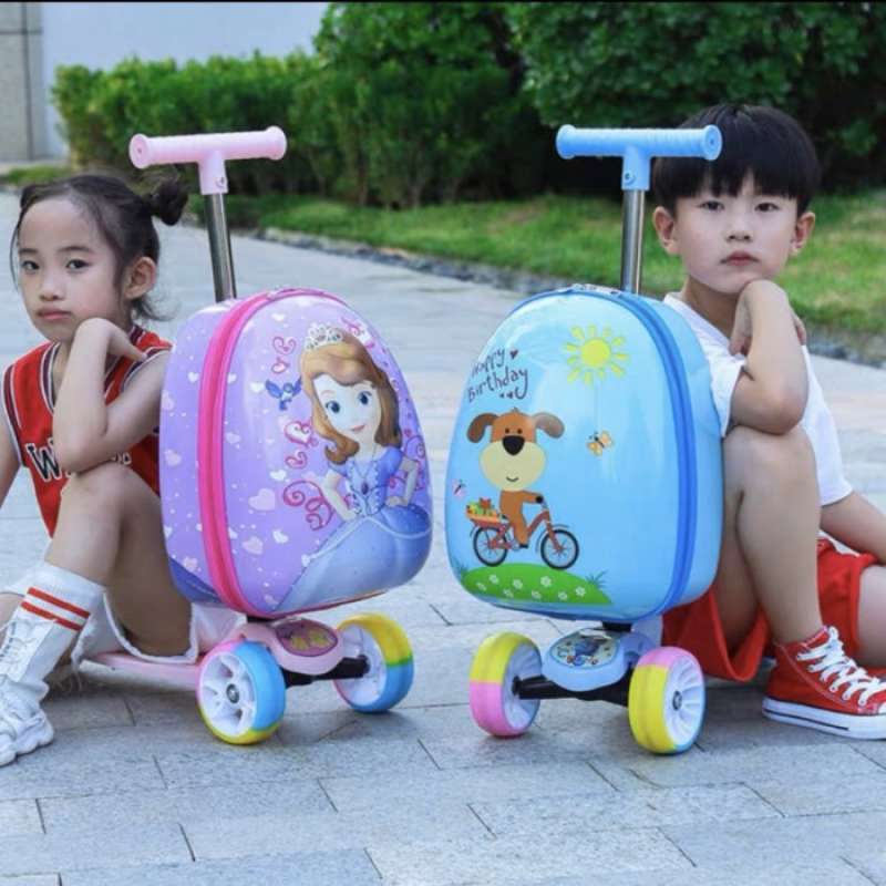 Jual Frozen Elsa Anna Olaf Biru Kotak Trolley Scooter Anak Tas Sekolah ...