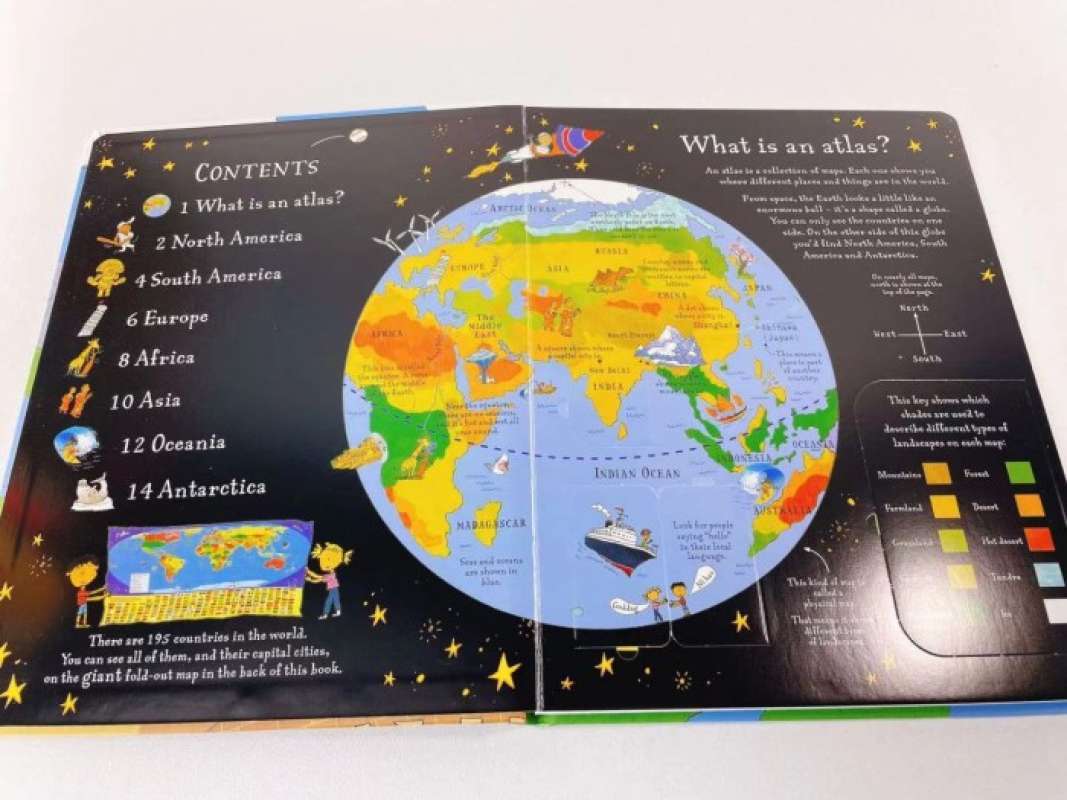 Jual Buku Usborne Lift The Flap Picture Atlas With Giant World Map ...