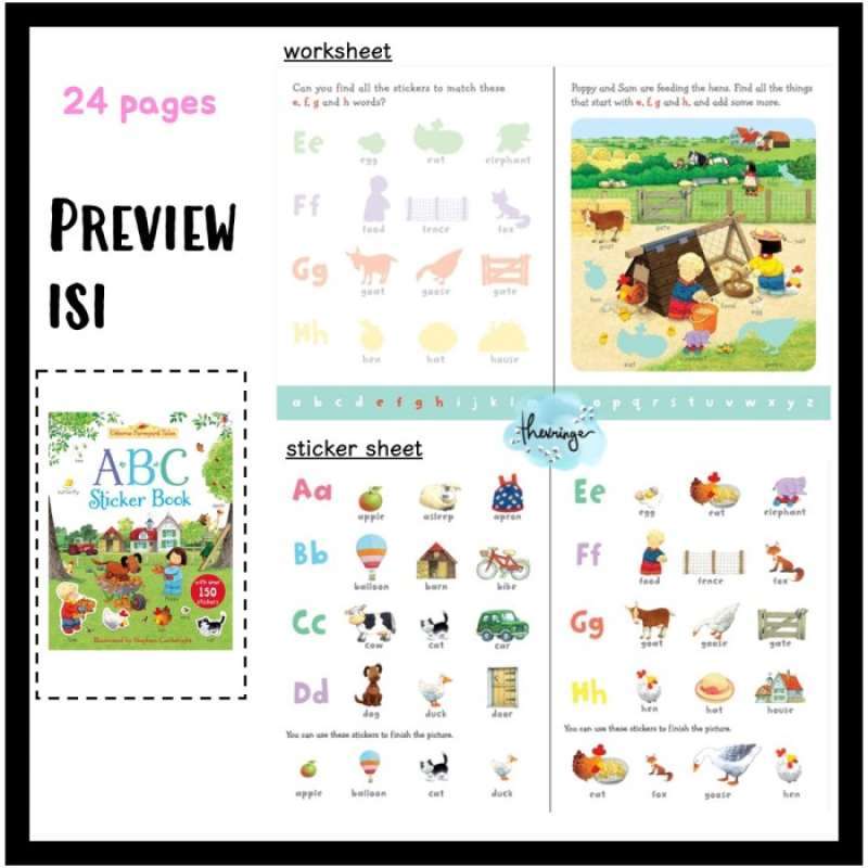 Promo Usborne Sticker Book Alphabet Number Space Animal Zoo Farm Diskon ...