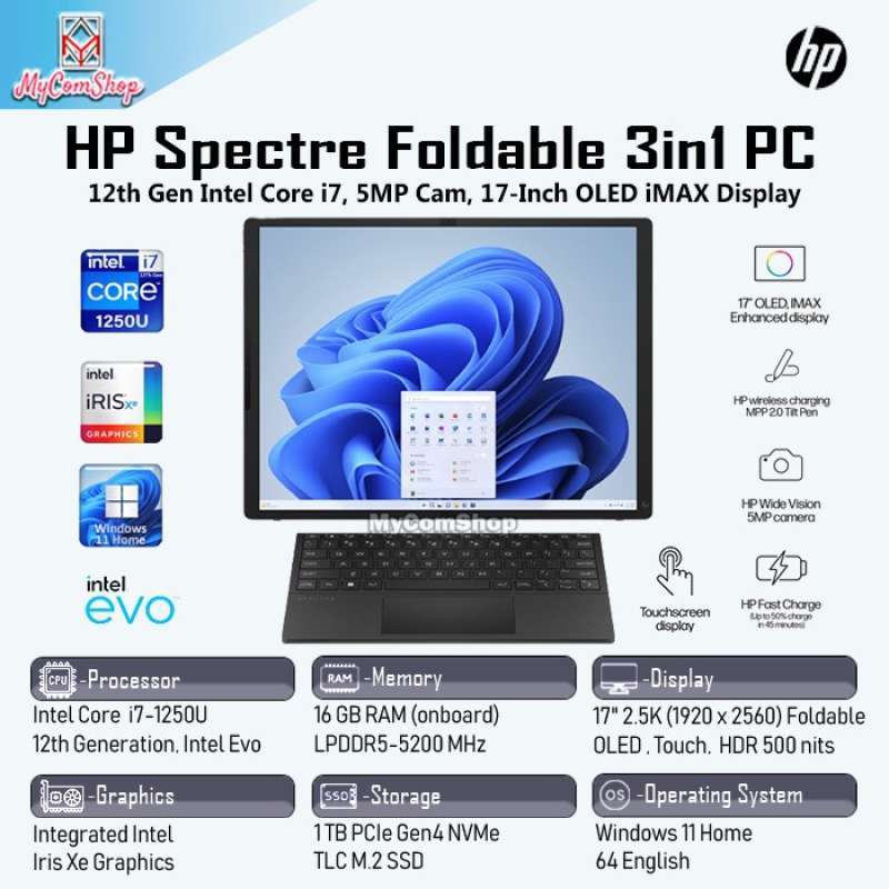 Jual HP SPECTRE FOLDABLE 17 3-IN-1 LAPTOP PC i7-1250U 16GB 1TB OLED ...