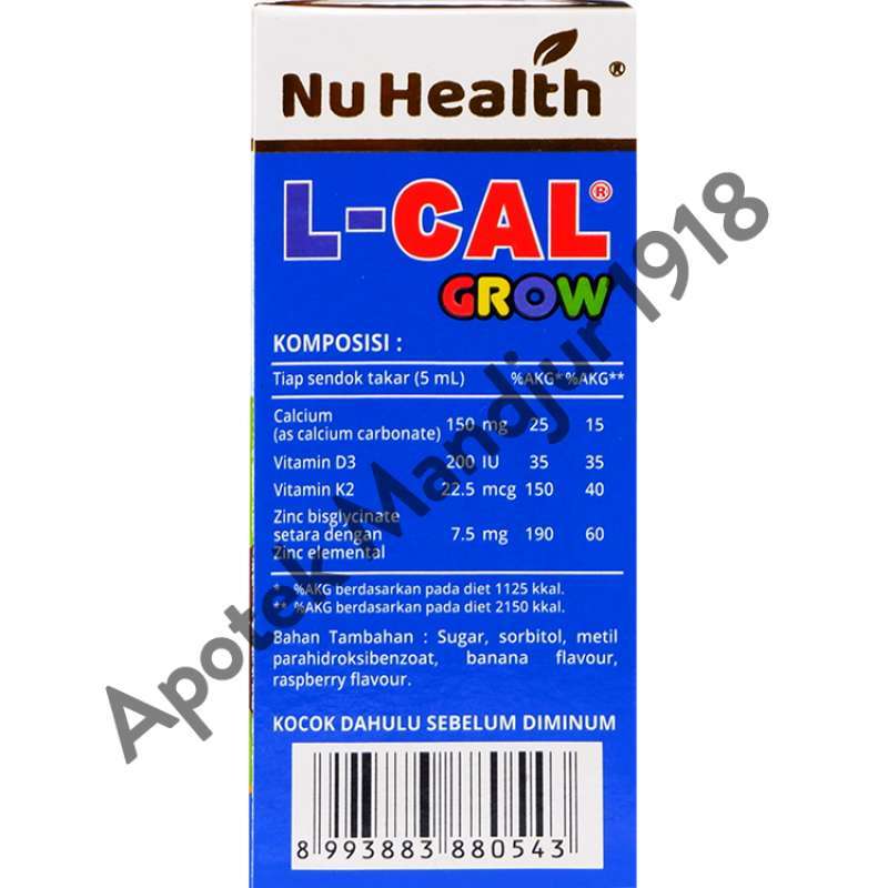 Jual Nu Health L-cal Grow 60 Ml - Suplemen Kesehatan Tulang Anak Di ...