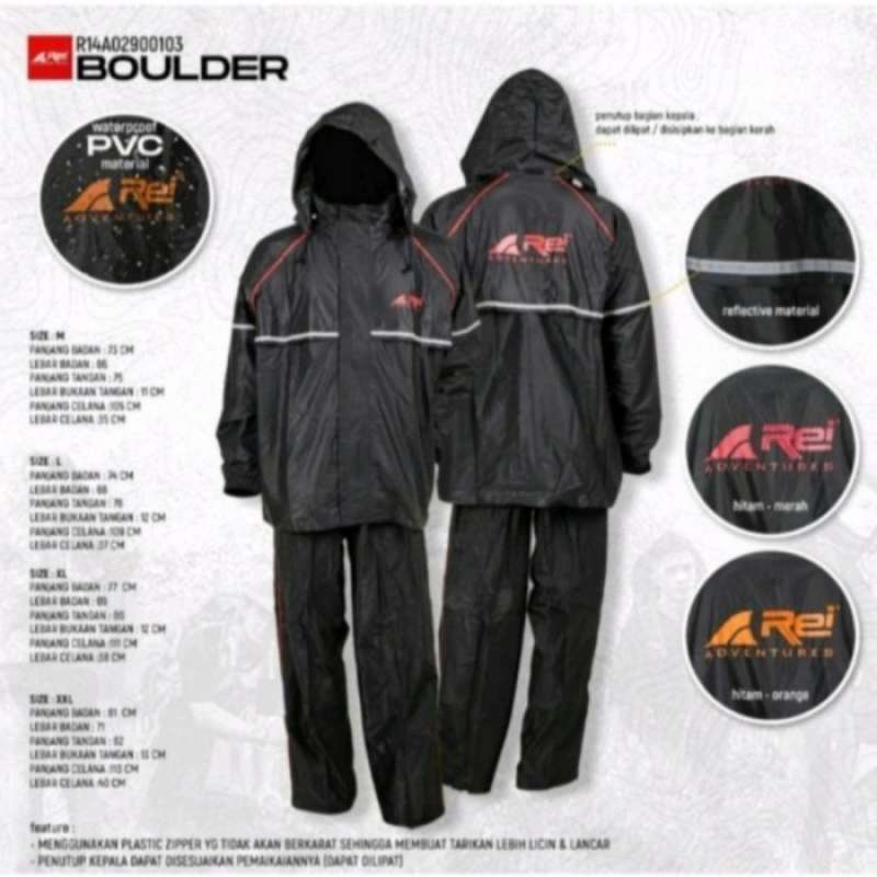 Jual Arei Outdoorgear Raincoat Boulder - Jas Hujan Boulder Rei - Hitam ...