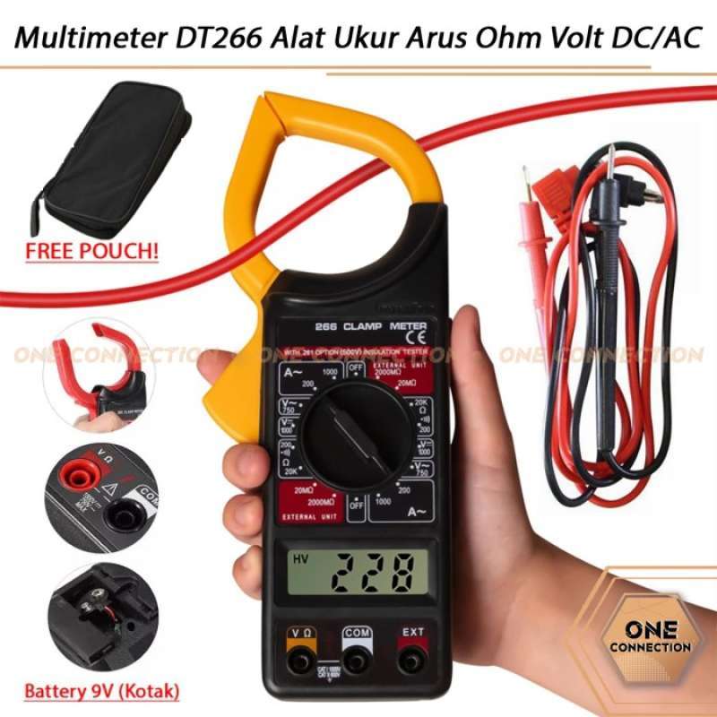 Promo Digital Clamp Multimeter Dt266 Tang Ampere / Arus Ohm Volt Meter Ac Dc Diskon 23% Di ...