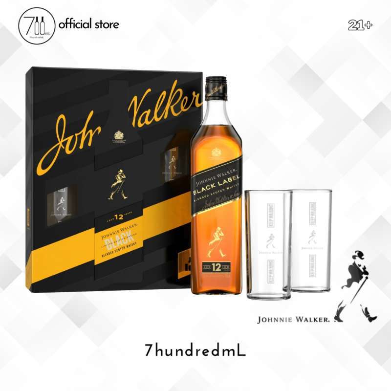 Jual Johnnie Walker Black Label - Box Set Gift Pack + 2x Whisky Glass Di Seller 7hundredml ...