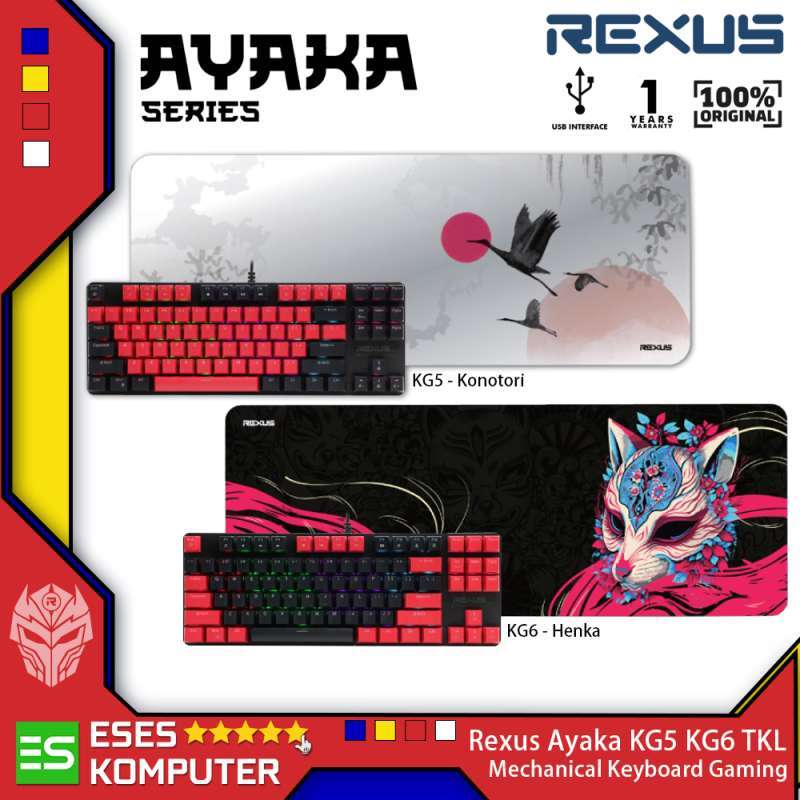 Jual Keyboard Rexus Kg5 Kg6 Tkl Ayaka Series Konotori Henka Keyboard ...
