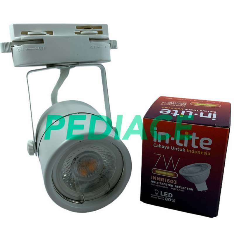 Promo Lampu Sorot / Spotlight Rel Track Kap Putih LED 7W 7 Watt In-Lite MR16 - Multicolor Kuning ...
