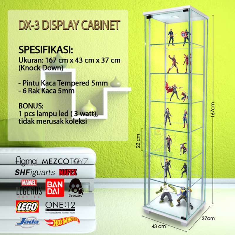 Promo DX3 Display 6 Rak Kaca Lemari SHF ML Gundam MG Gunpla Lego HW ...