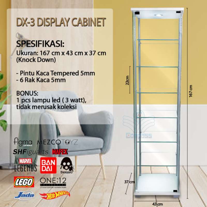 Promo DX3 Display 6 Rak Kaca Lemari SHF ML Gundam MG Gunpla Lego HW ...
