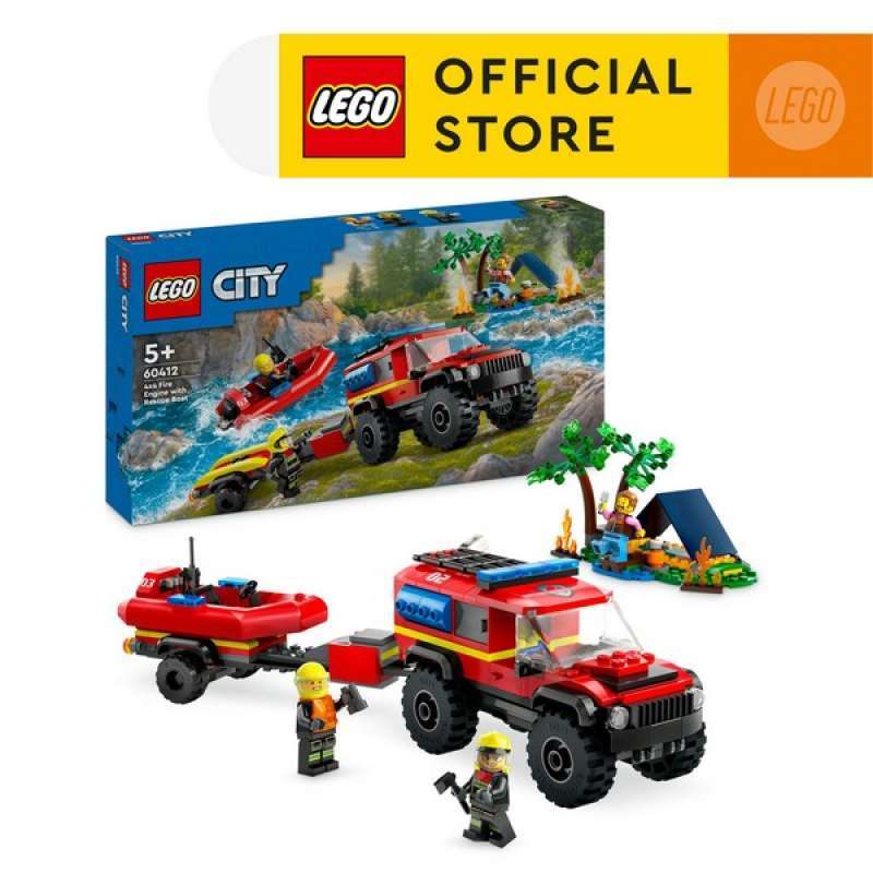 Promo Lego City 60412 60412 4x4 Fire Engine With Rescue Boat Toy (301 ...