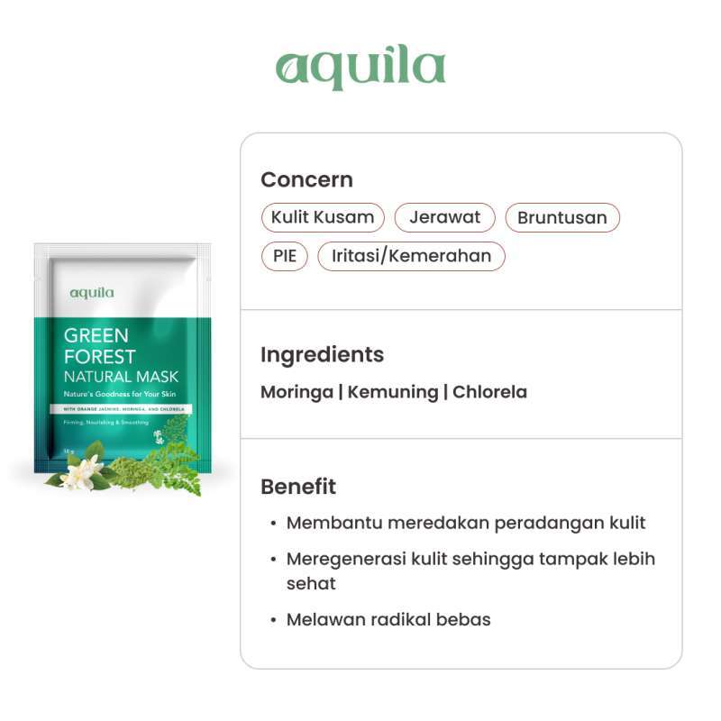 Jual Aquila Green Forest Natural Mask With Orange Jasmine, Moringa ...
