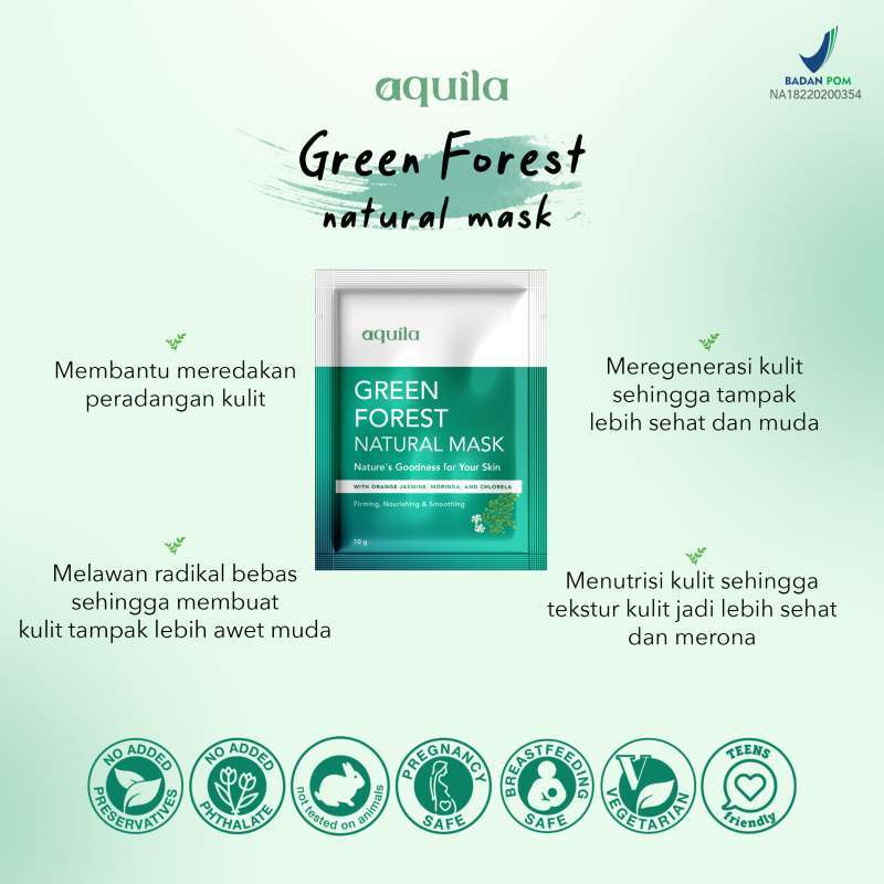 Jual Aquila Green Forest Natural Mask With Orange Jasmine, Moringa ...