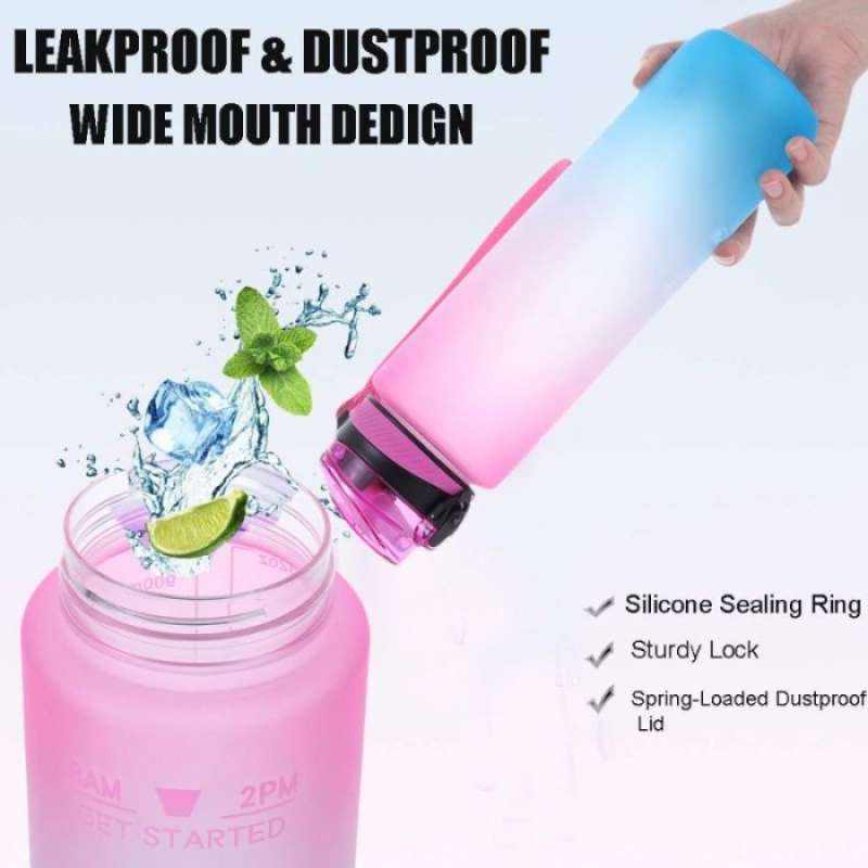 Jual botol air minum sport 1 liter gradasi warna bpa free ada penanda ...