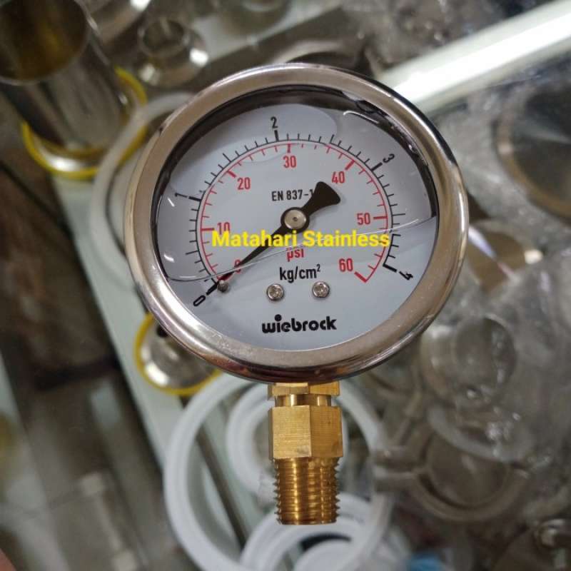 Promo Pressure Gauge Manometer Stainless 4 inchi 4 Bar 60 Psi Diskon 23 ...
