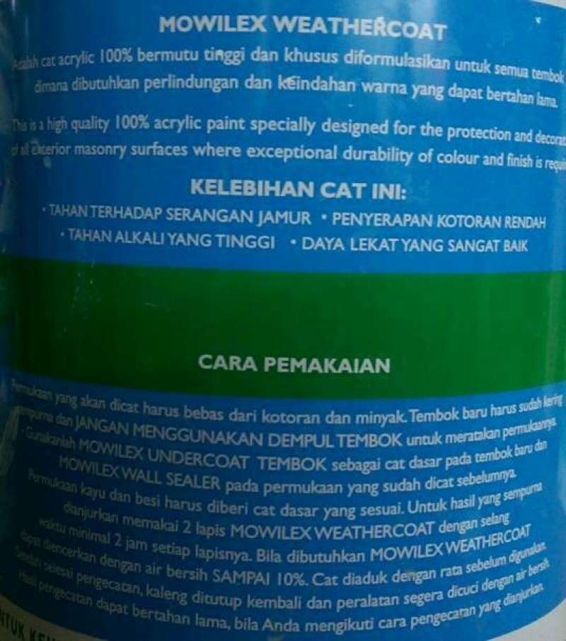 Promo Mowilex Weathershield Putih 2 5 Liter Cat Tembok Luar Exterior