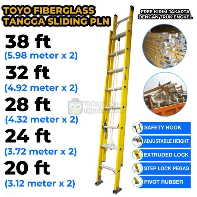 Promo TANGGA PLN, TANGGA EXTENTION FIBER GLASS TOYO 6 METER JADI 10 ...