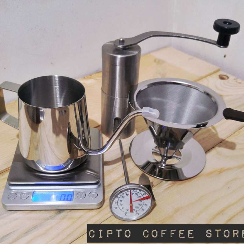 Promo Paket Seduh Coffee Addict Driper V60 Metal Filter Gooseneck ...