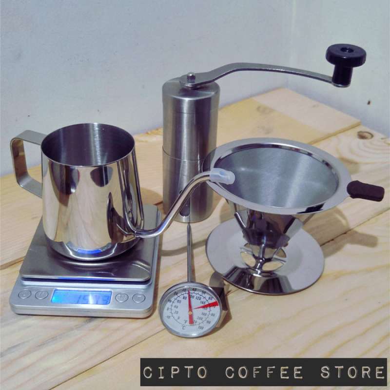 Promo Paket Seduh Coffee Addict Driper V60 Metal Filter Gooseneck ...