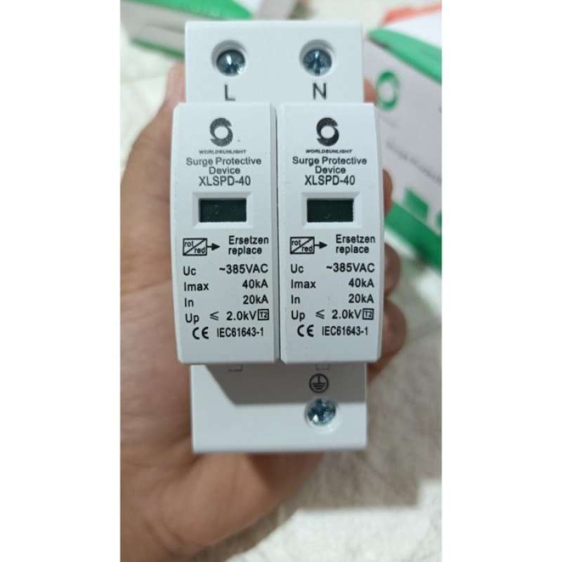 Promo arester 2P SPD DC surge aresster DC PV panel surya 500V 1000v SPD ...