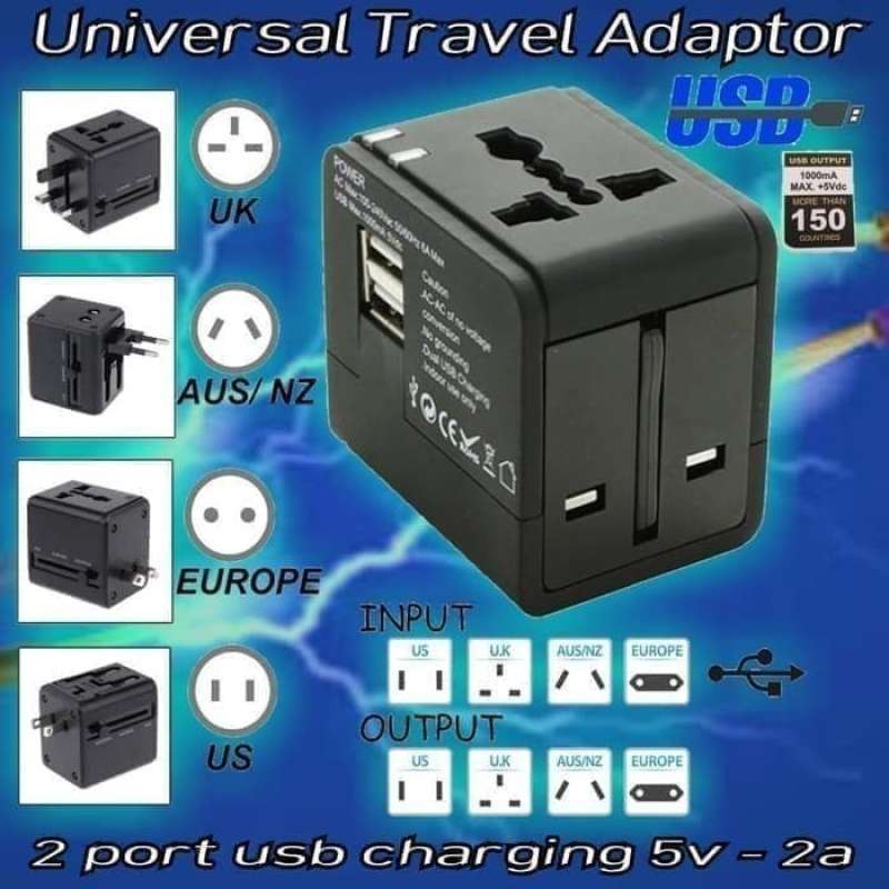 Promo Universal Travel Adaptor Multi Soket. Berbagai Jenis Colokan 2 ...