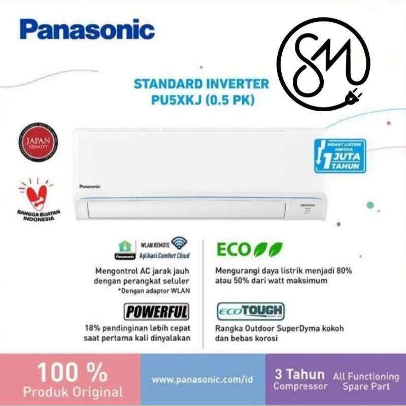 Jual AC Panasonic 1/2 PK Inverter PU-5XKJ PU5 PU5XKJ SI-BIRU di Seller Sinar Matahari SM AMIN ...