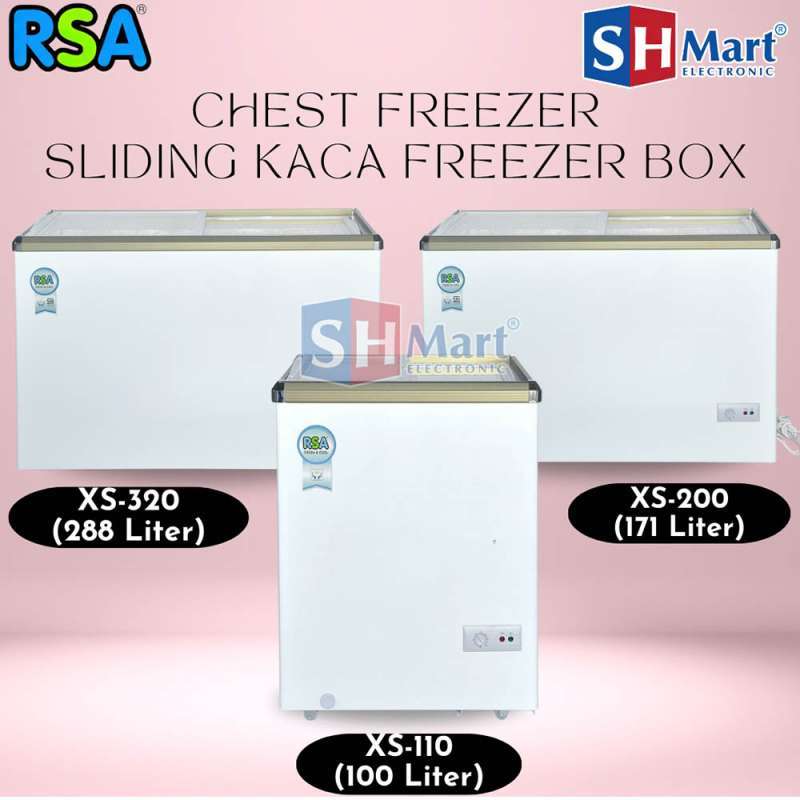 Jual CHEST FREEZER RSA SLIDING KACA FREEZER BOX 100 LITER XS-110 / 171 ...