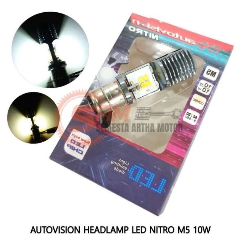 Jual Autovision Headlamp Led H6 M5 10w Ac Dc Nitro Combo Lampu Sorot Depan - 6000k(putih) Di ...