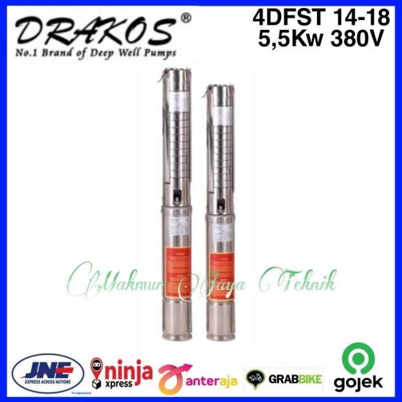 Promo Pompa Air Satelit Drakos 4DFST 14-18 7,5Hp 3Phase Pompa Air Stainless Diskon 23% di Seller ...