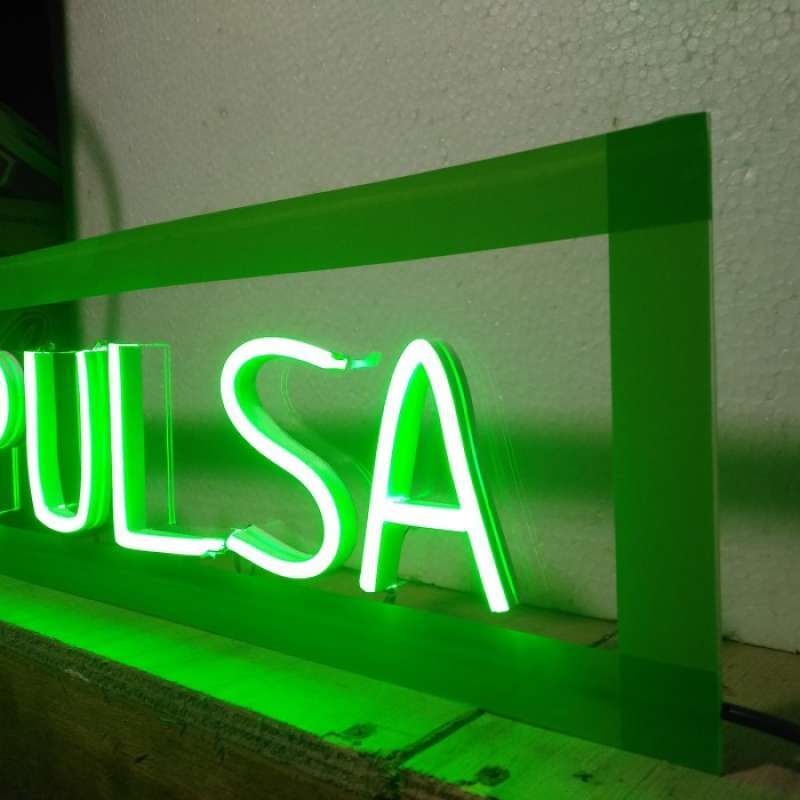 Promo Lampu LED tulisan PULSA warna HIJAU untuk counter Diskon 23% di ...