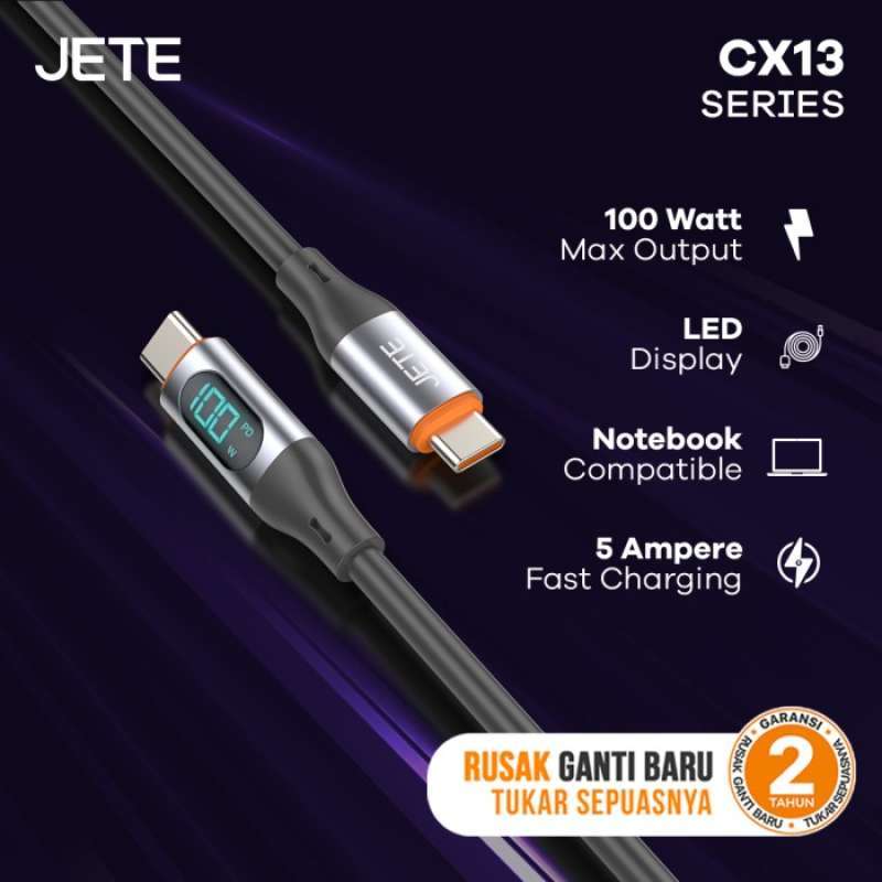 Promo Jete Kabel Data Led Cx13 Type C To Lightning 100w - Garansi 2 ...