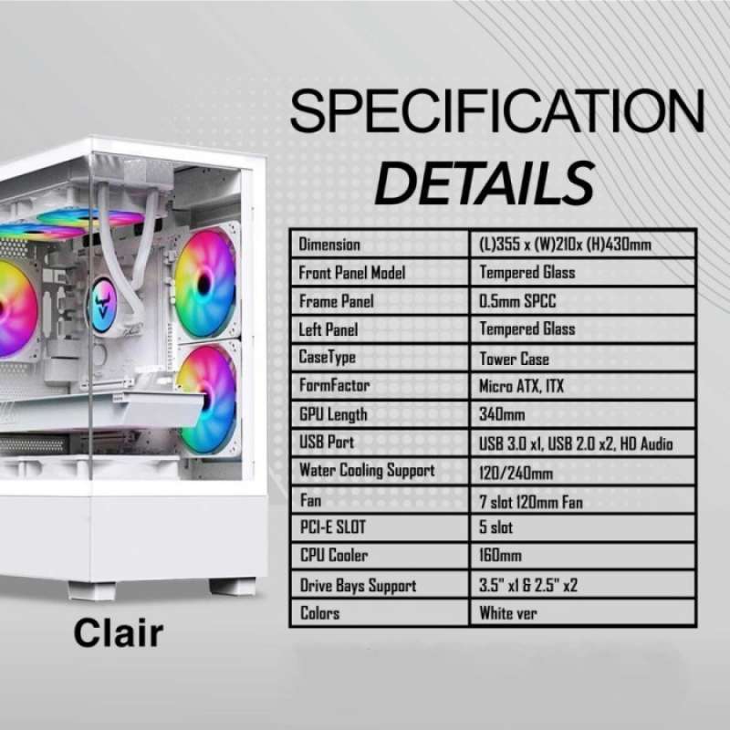 Jual Casing Infinity Clair - Matx Gaming Case - White Di Seller Gx ...