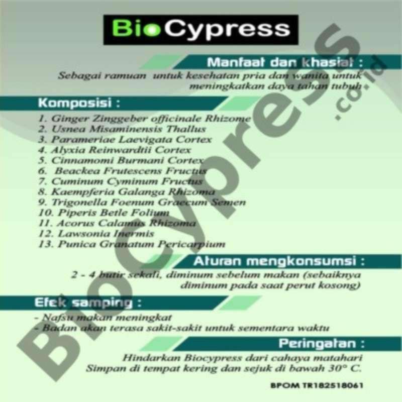 Promo BioCypress Original Obat Herbal Sakit Nyeri Otot isi 20 Butir Bio ...