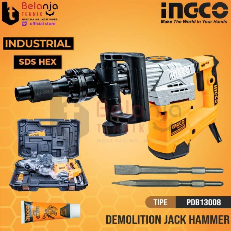 Promo Ingco Demolition Jack Hammer Mesin Bor Bobok Beton 20 J 1300W ...