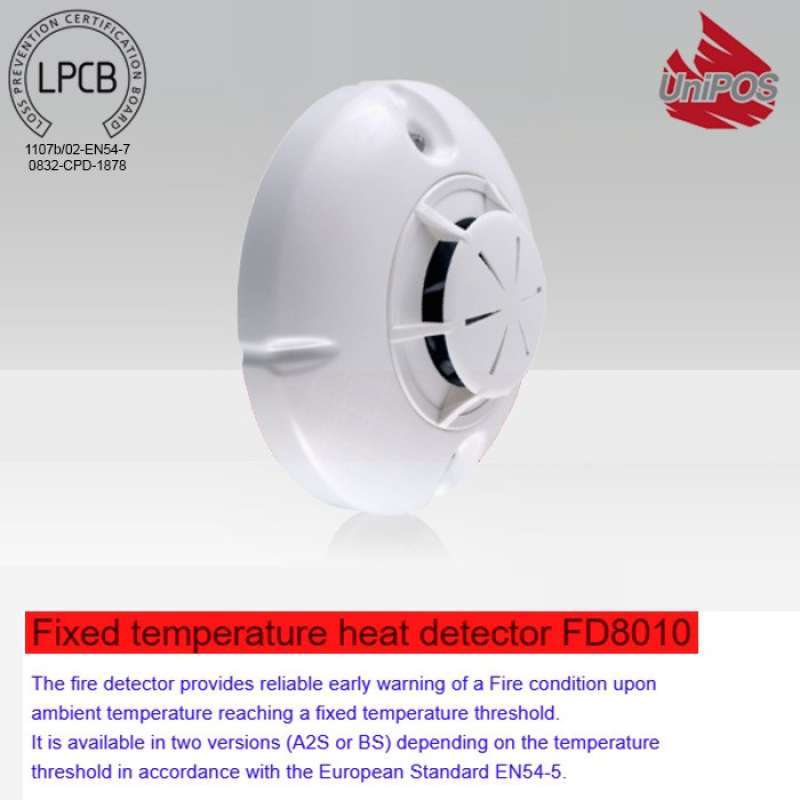 Promo Fire Alarm-UniPos-Conventional-Fix Heat Detector-FD8010 Incl.with ...