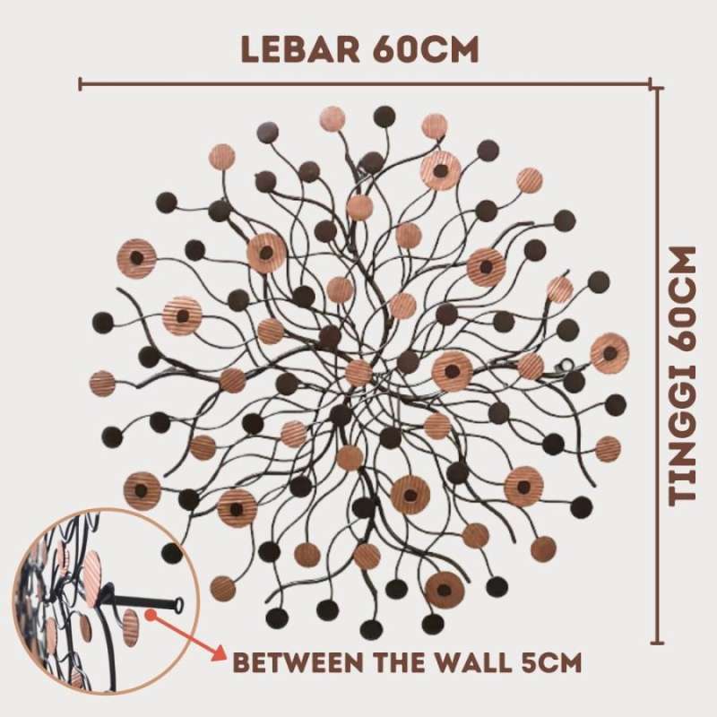 Jual Hiasan Dinding Metal Besi Kombinasi Tembaga-Cooper diameter 60cm ...