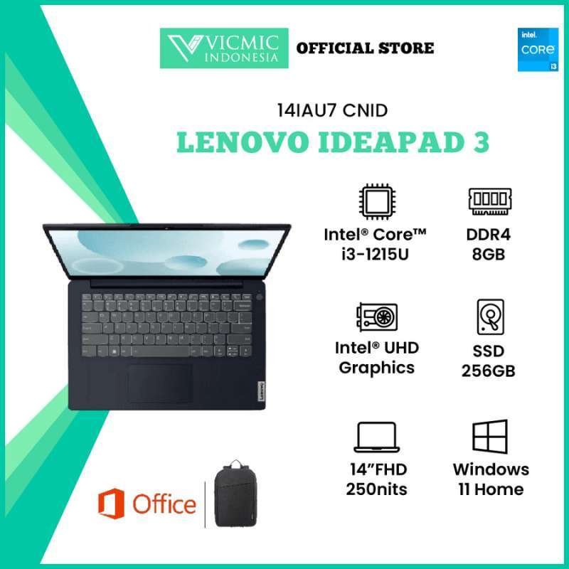 Jual LENOVO IDEAPAD 3 14IAU7 CNID [INTEL I3 1215U/ 8GB/ 256GB SSD/ FHD ...