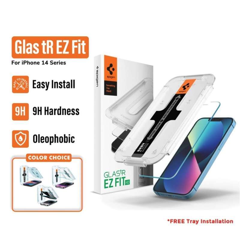 Promo Tempered Glass iPhone 14/13 Mini Pro Max Plus Spigen Glas Tr Ez ...