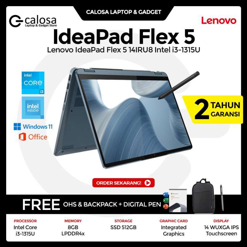 Jual Lenovo IdeaPad Flex 5 14IRU8 Intel I3 1315U RAM 8GB 512GB Laptop 14 WUXGA IPS Windows 11