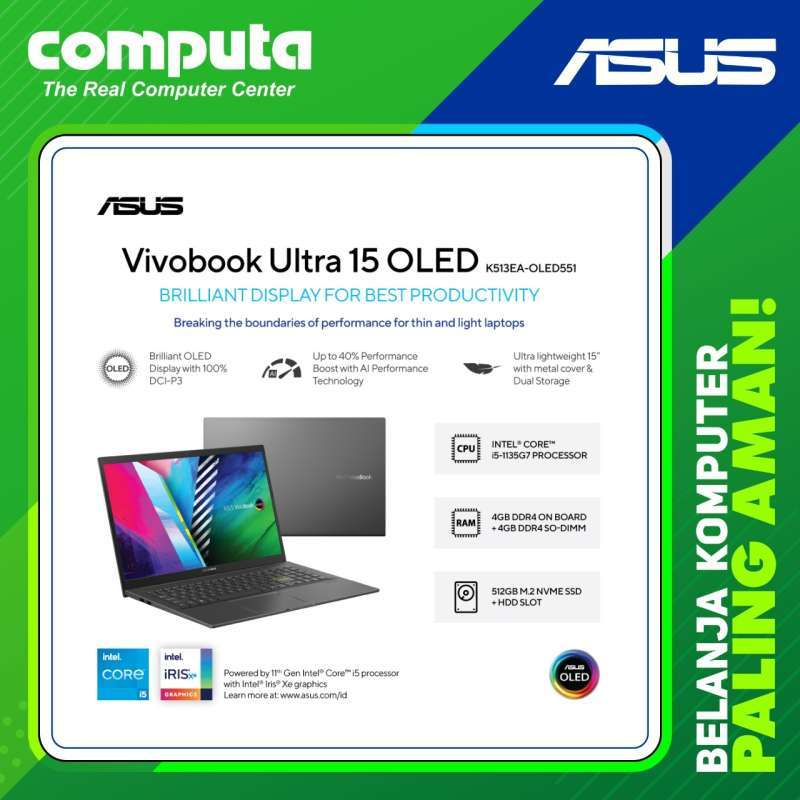 Jual Asus Vivobook Ultra K513ea Oled551 I5-1135g7 8gb 512gb Ssd 15.6 ...