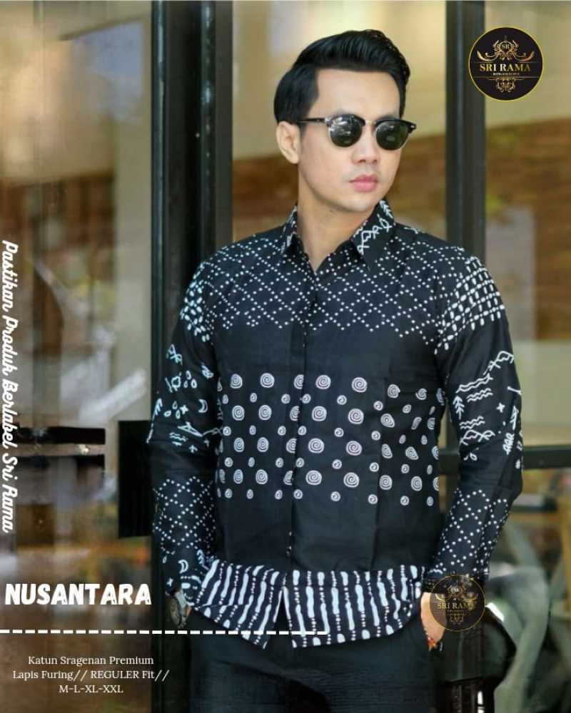 Jual Nusantara Kemeja Batik Pria Lengan Panjang Atasan Batik Warna ...