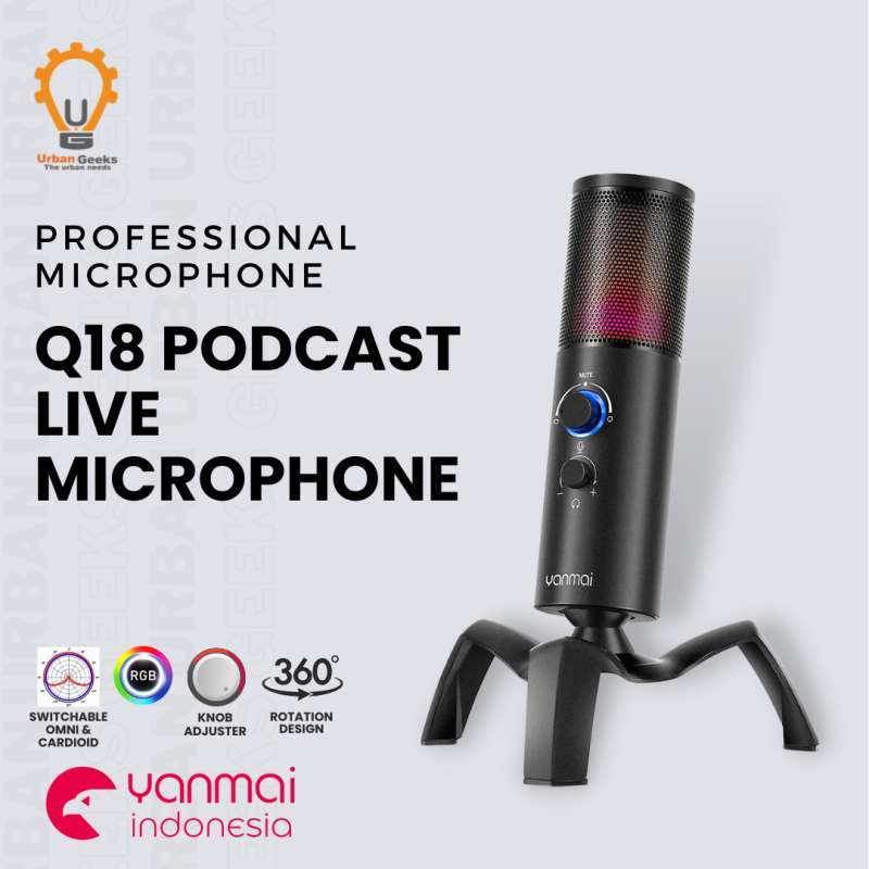Jual Yanmai Q18 USB Microphone Computer Recording Condenser Mic Studio ...