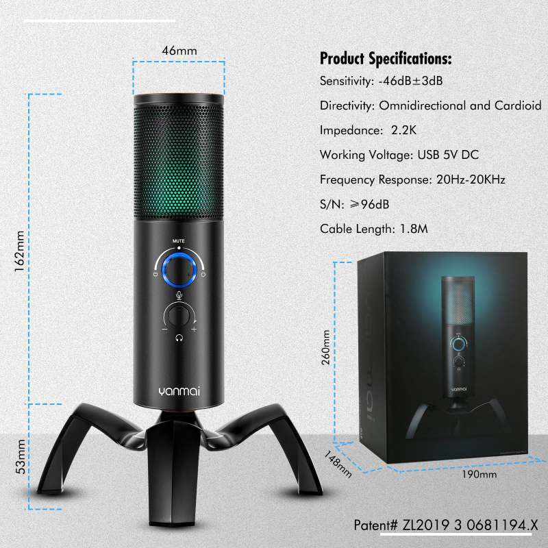 Jual Yanmai Q18 USB Microphone Computer Recording Condenser Mic Studio ...