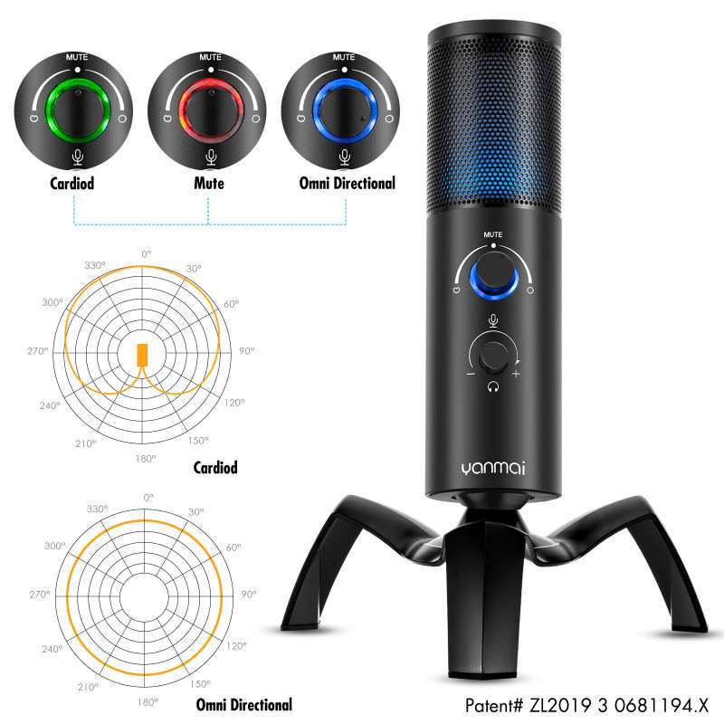 Jual Yanmai Q18 USB Microphone Computer Recording Condenser Mic Studio ...