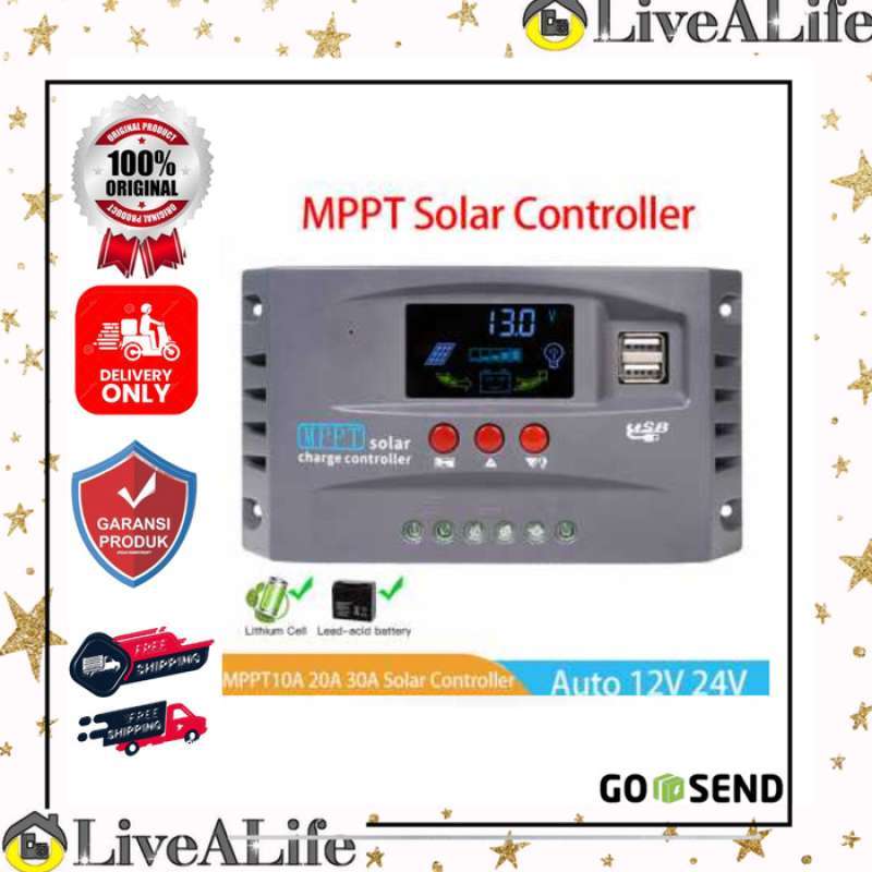 Promo Solar Charge Controller Mppt 2 Usb Automatic Identify 12v/24v ...
