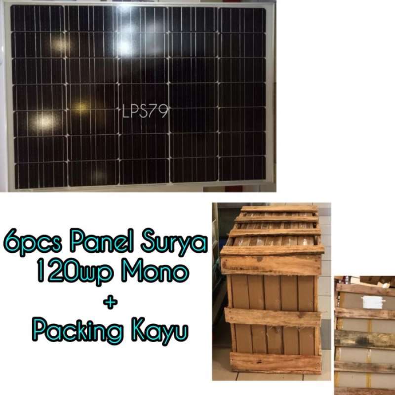 Promo 6Pcs Solar Panel Surya SoLarcell 120WP Mono + Packing Kayu Diskon ...