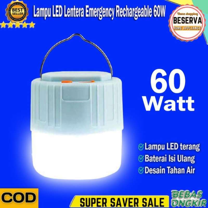 Jual Lampu LED Lentera Emergency Cas Camping Rechargeable 60W - Putih ...