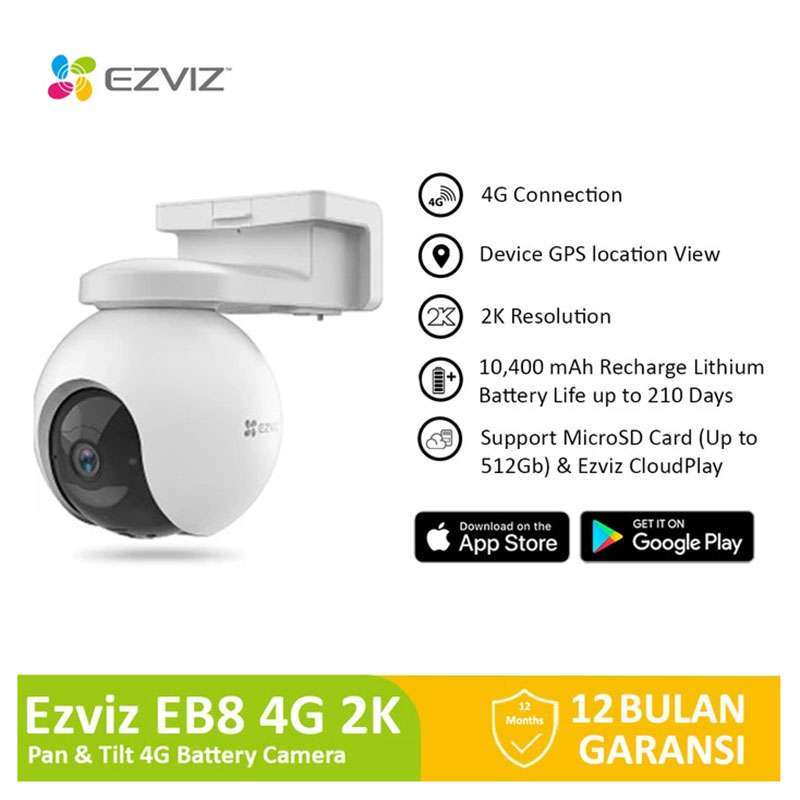Jual Ezviz EB8 3MP 2K Color Night PAN-TILT 4G LTE Battery CAM di Seller ...