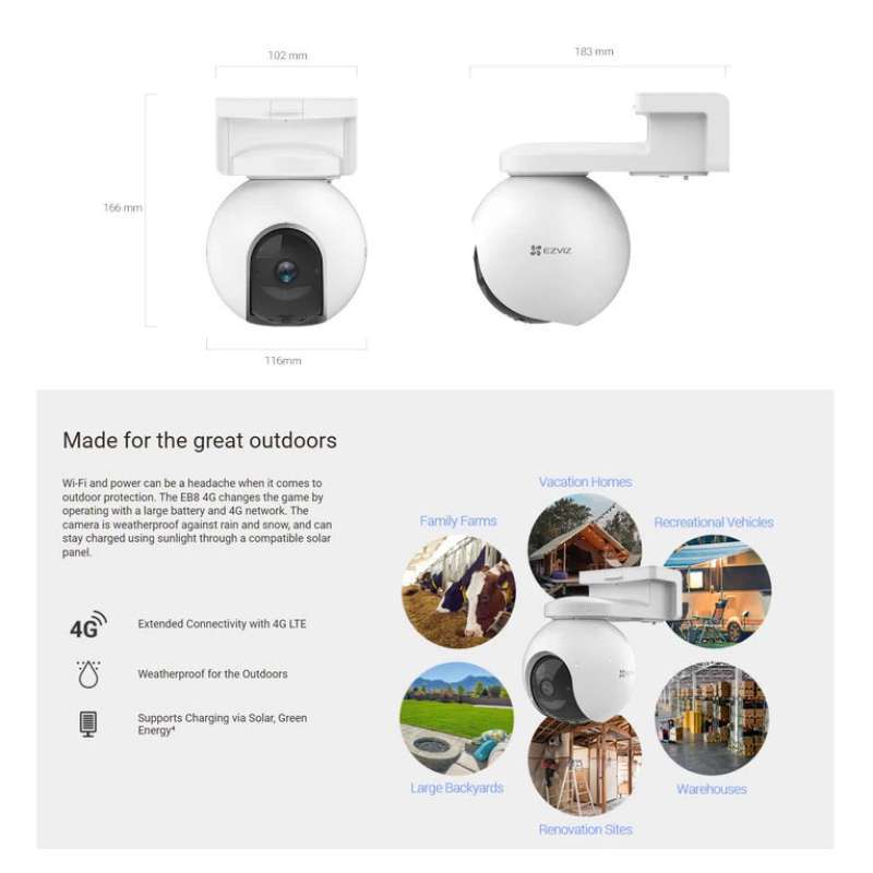 Jual Ezviz EB8 3MP 2K Color Night PAN-TILT 4G LTE Battery CAM di Seller ...