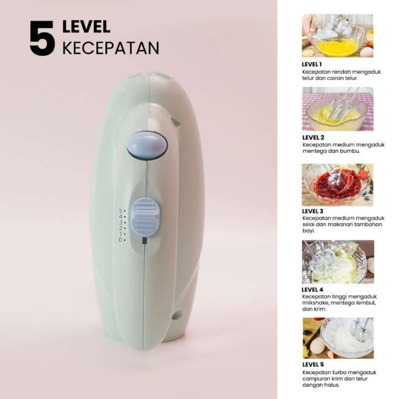 Promo Hand Mixer Flife HM200G-CX Pengocok Adonan Kue 5 Kecepatan Diskon ...