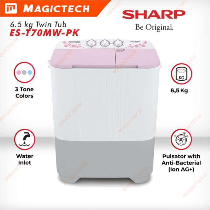 Jual MESIN CUCI SHARP 6.5 KG / 6,5 KG ES-T70MW-BL 2 TABUNG 6KG / 7 KG ...